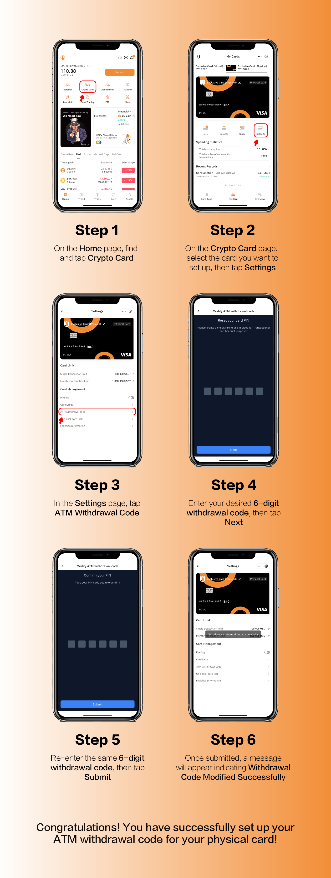 Physical Card ATM Withdrawal Code Setup Guide – UEEx